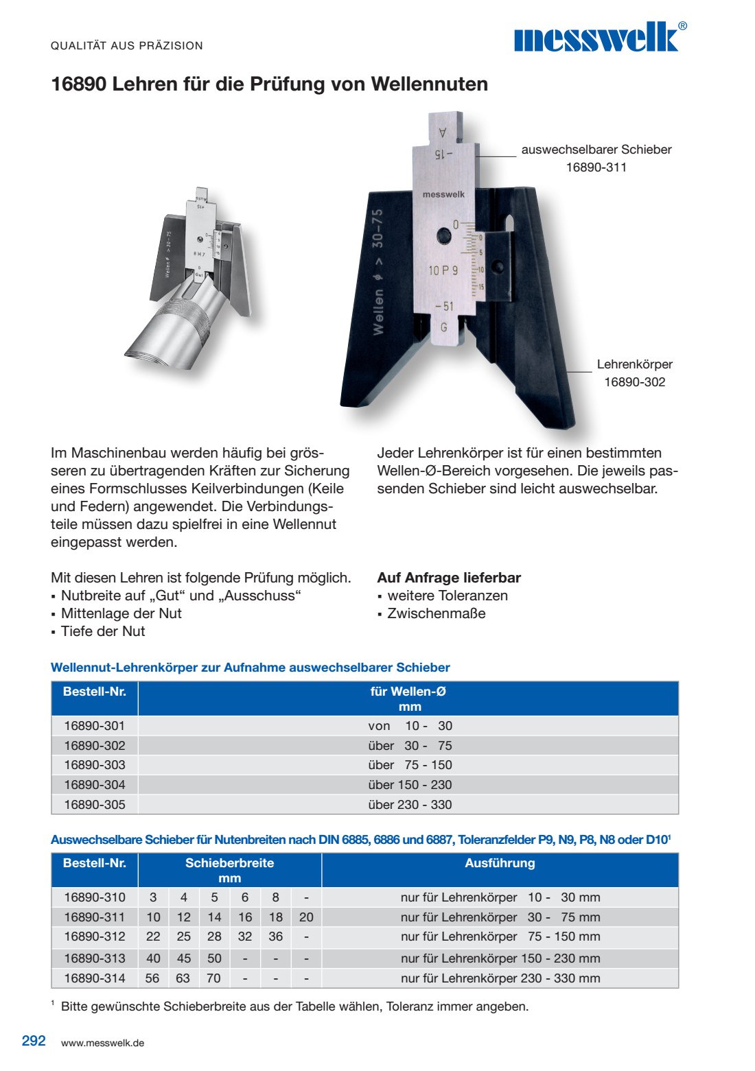 Gewindelehren Metrisches ISO-Regelgewinde