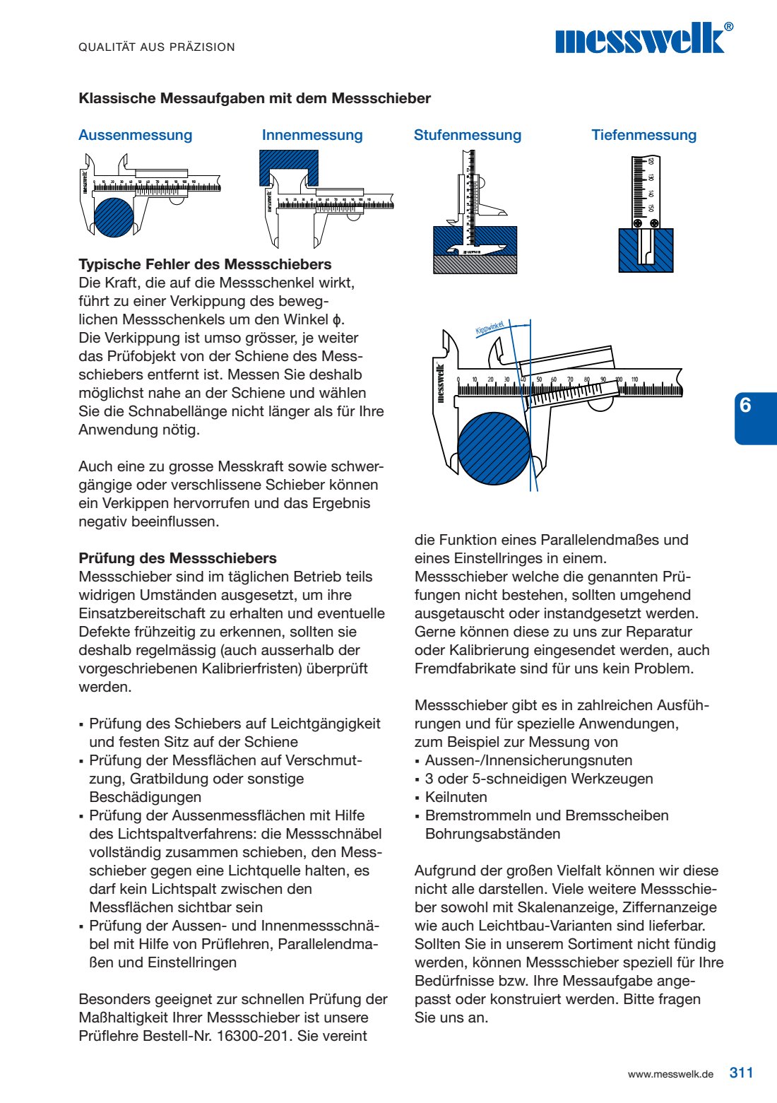 Typische Fehler Messschiebers